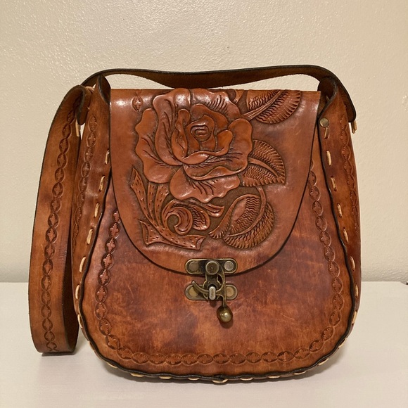 Vintage | Bags | Vintage Leather Hand Tooled Boho Purse Floral | Poshmark